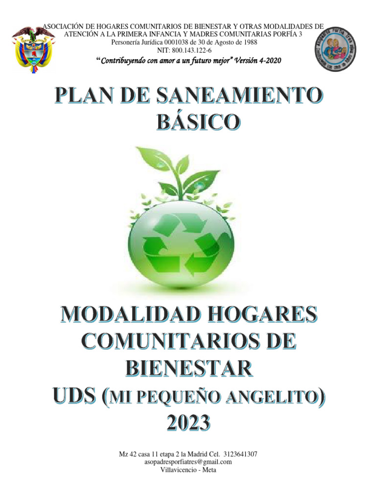 Plan de Saneamiento Basico Uds Mi Pequeño Angelito | Descargar gratis PDF | Residuos | Agua