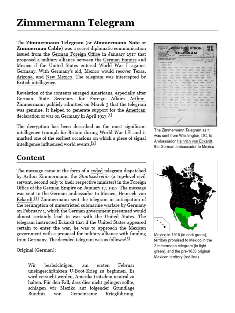Zimmermann Telegram_ | PDF | International Relations | Conflicts