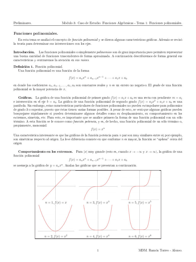 U2 M03 T01 (Polinomios) | PDF | Factorización | Matemáticas