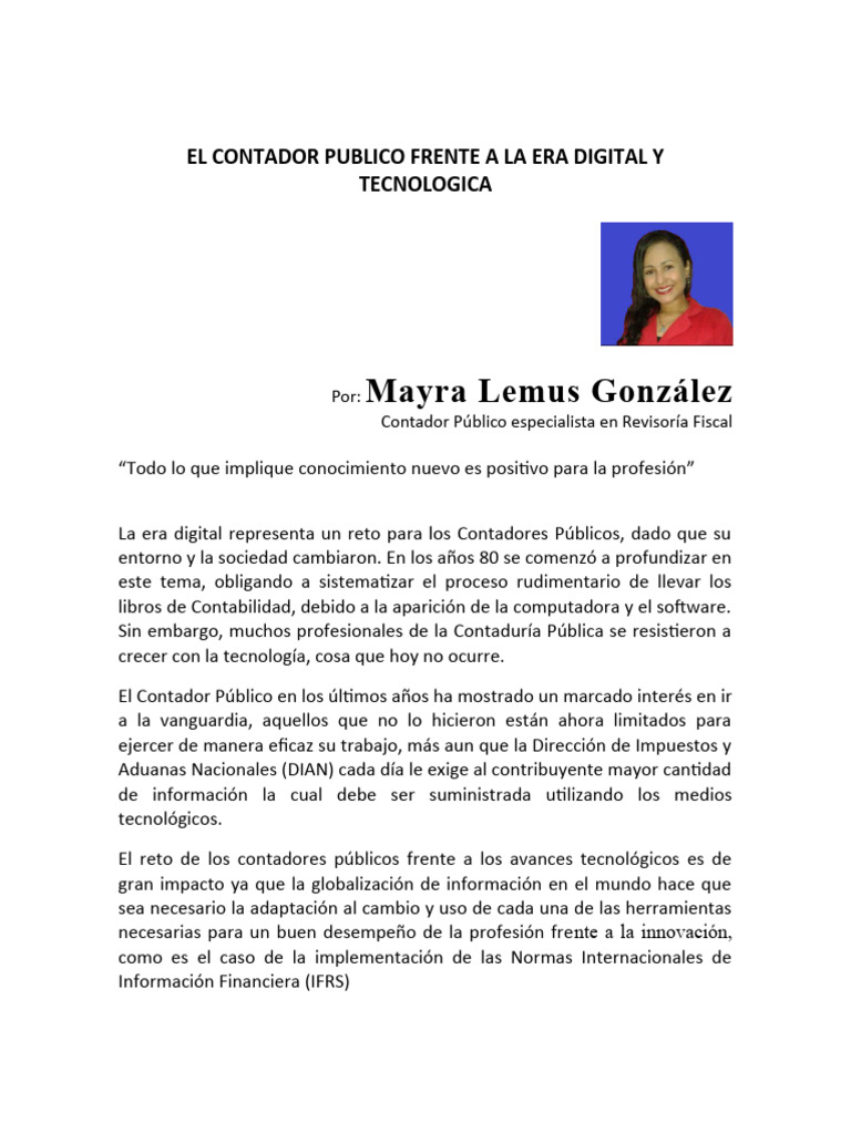 Articulo Mayra Lemus G - 2016-1 | PDF | Contador | Contabilidad
