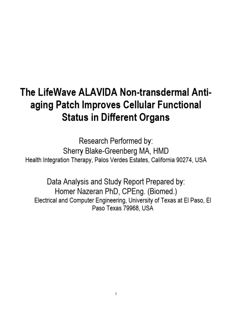 ALAVIDA Patch: Study on Organ Function | PDF | Organ (Anatomy ...
