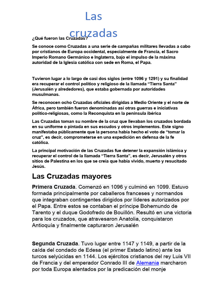 CRUZADAS | PDF | Cruzadas | Alta Edad Media