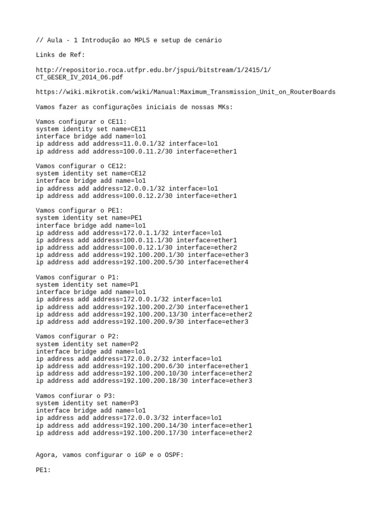 117 Aula-1-Introdu-o-ao-MPLS-e-setup-de-cen-rio | PDF | Computer Science | Wide Area Network