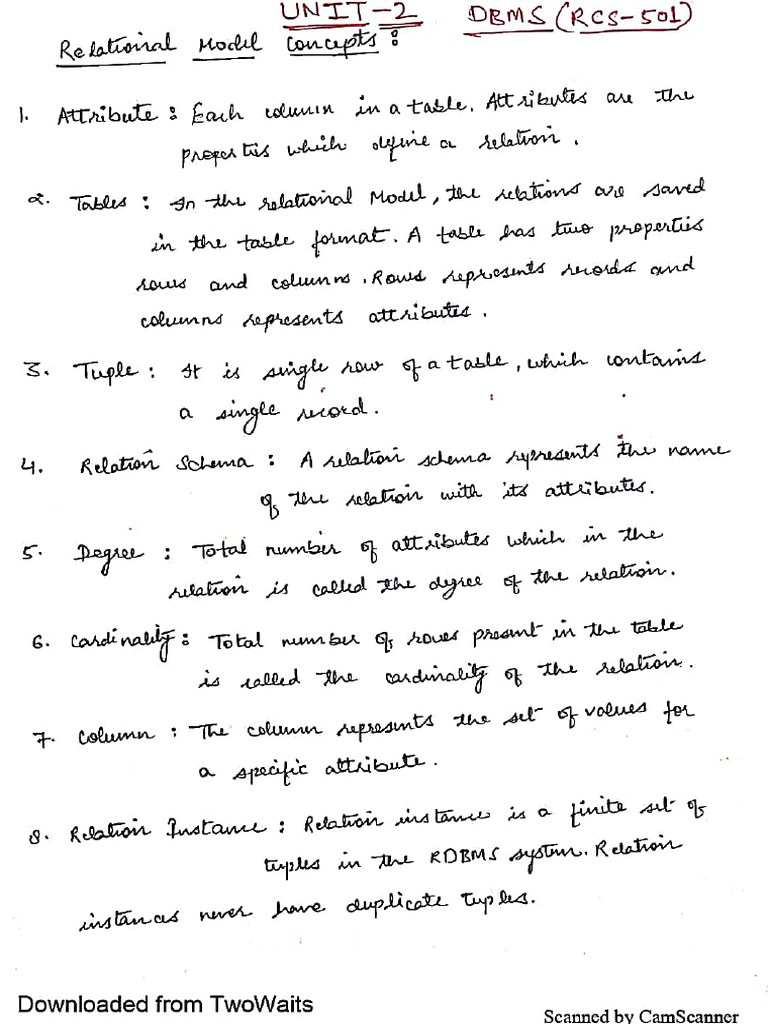 Unit-2 Notes DBMS | PDF Unit-2 Notes DBMS | PDF