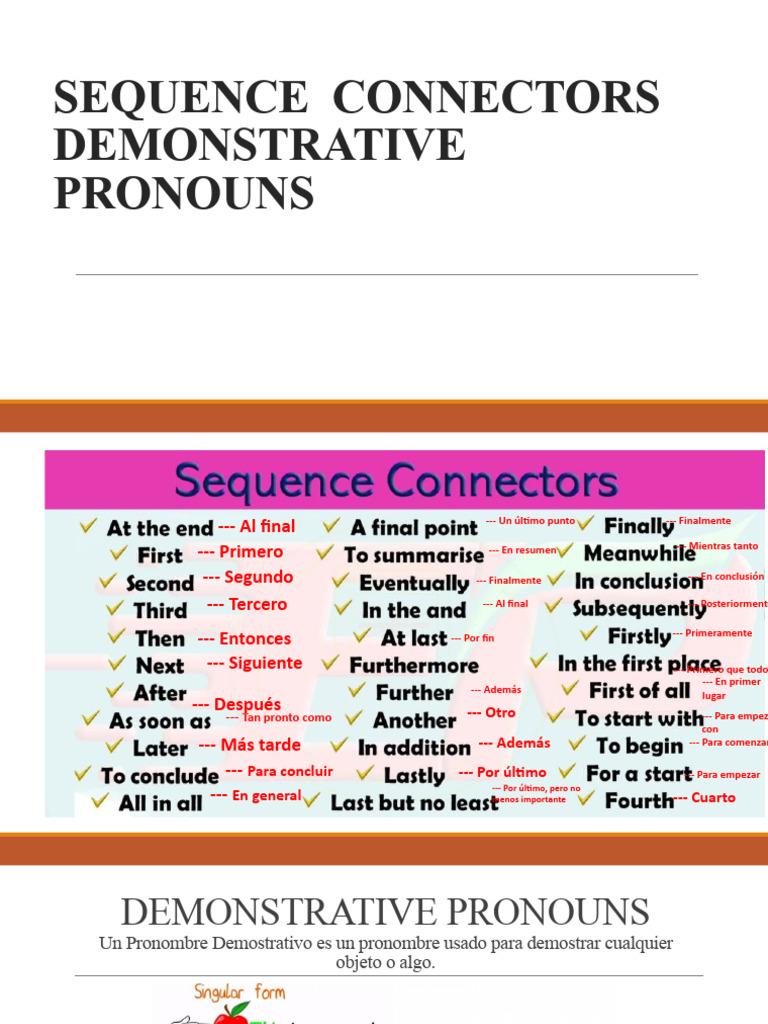 Sequence Connectors and Demonstrative Pronouns | PDF