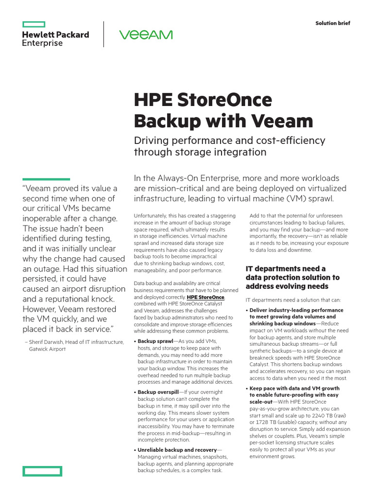 Hpe Storeonce Backup With Veeam | PDF | Backup | Virtual Machine