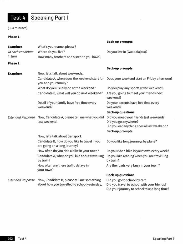 KET - A2 Key For School Trainer 2020 - Test 4 - Speaking | PDF