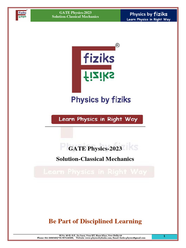 2.GATE_Classical Mechanics Solution-2023 | PDF | Physical Quantities | Mathematical Physics