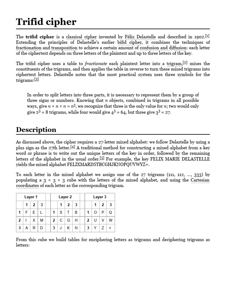 Trifid Cipher | Download Free PDF | Military Communications | Espionage ... Trifid Cipher | Download Free PDF | Military Communications | Espionage ...