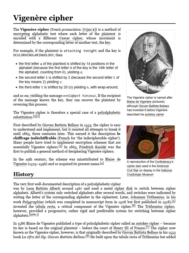 Vigenère cipher | PDF | Security Engineering | Applied Mathematics