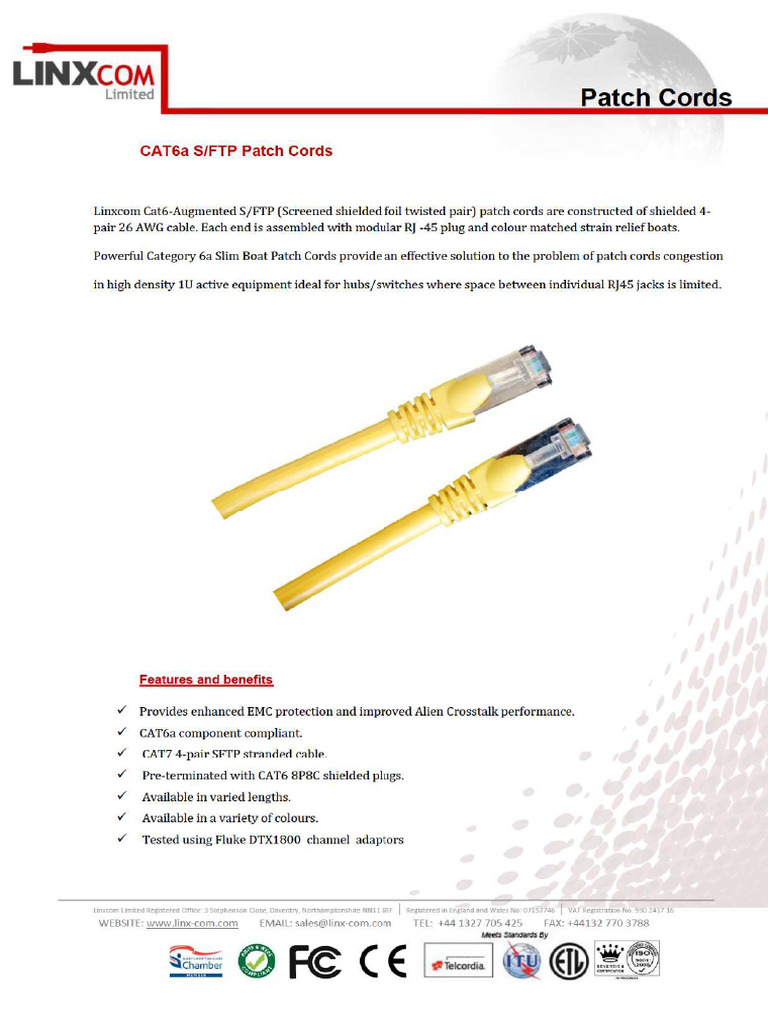 Cordon Cat 6a Linxcom | PDF