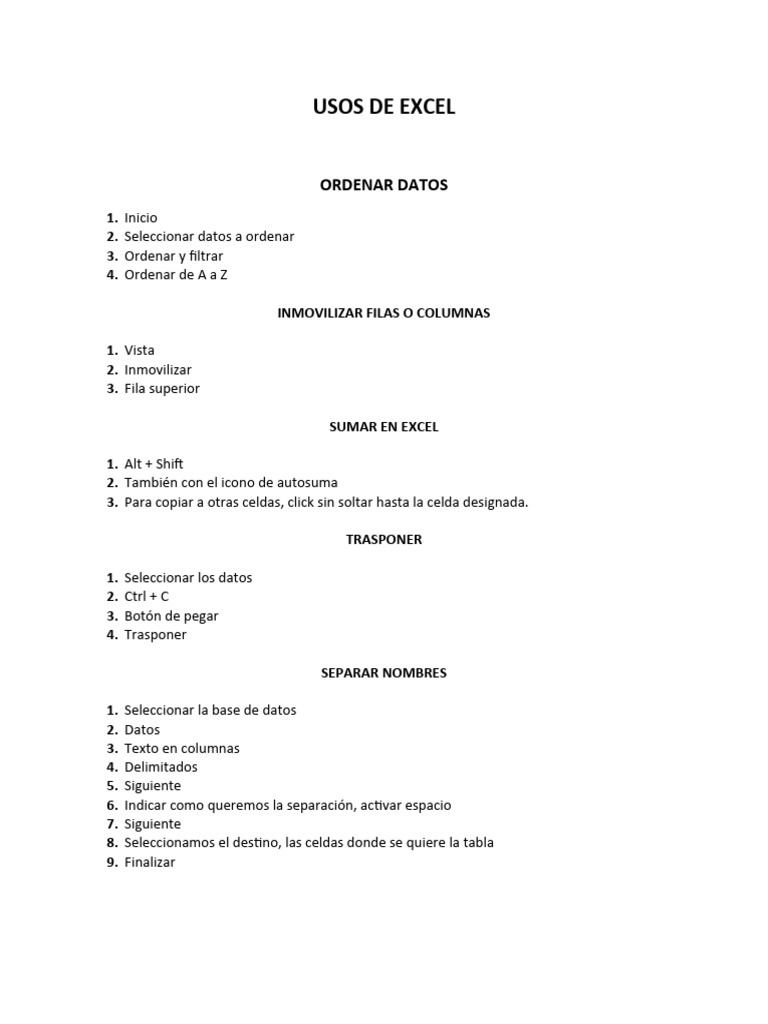 Usos de Excel-1 | PDF