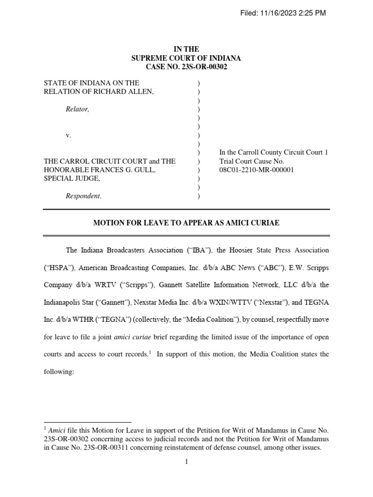Media Coalition's Motion for Amici Curiae | PDF | Amicus Curiae | Justice