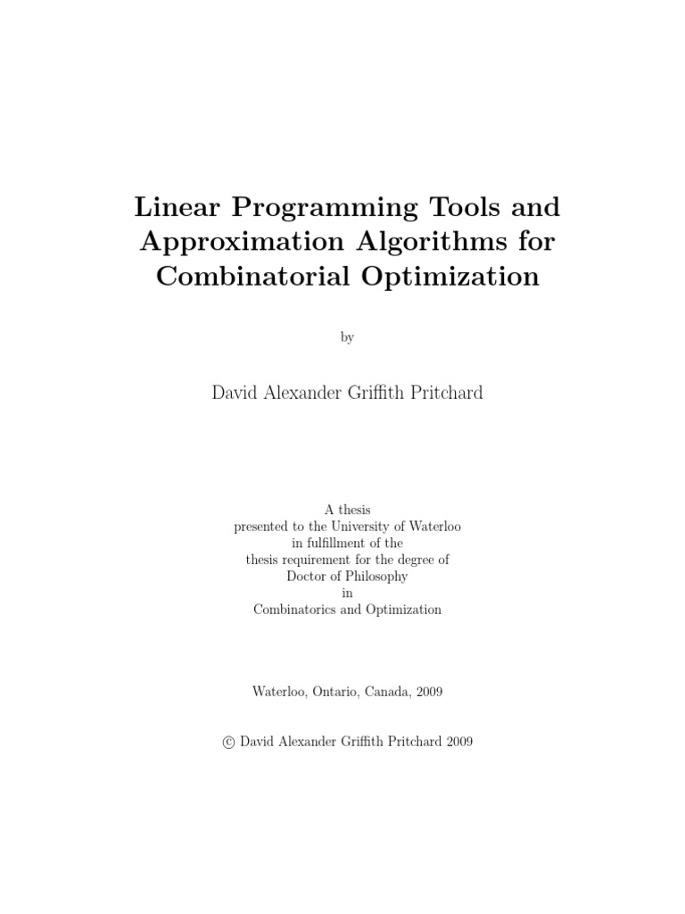 Pritchard Phdthesis | PDF | Linear Programming | Computational ...