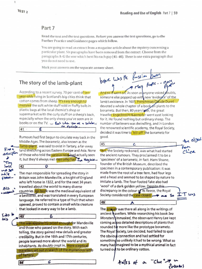 Reading Part 7 - The Story of The Lamb-Plant | PDF