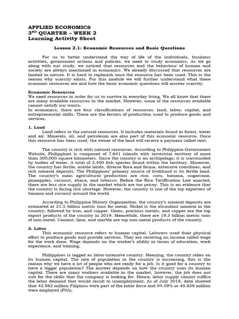 ECON Week2 | PDF | Unemployment | Economic System