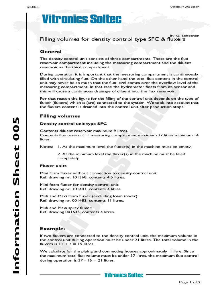 Info 005 Filling Volumes For Density Control System | PDF | Density ...