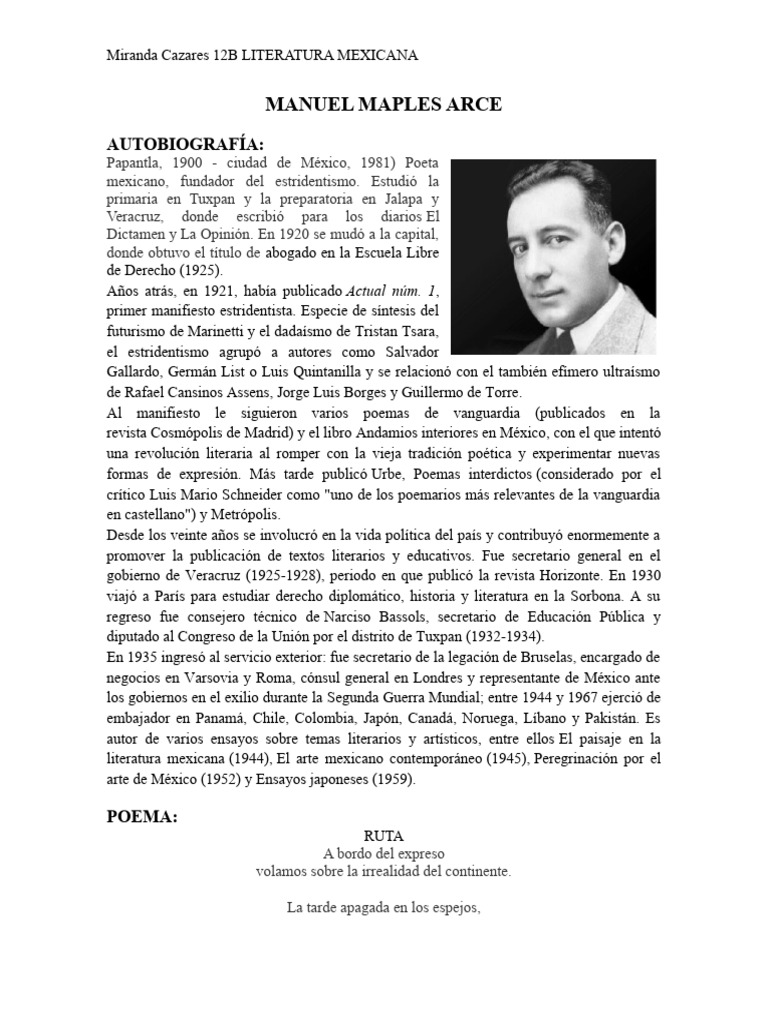 Biografía y obras de Manuel Maples Arce | PDF