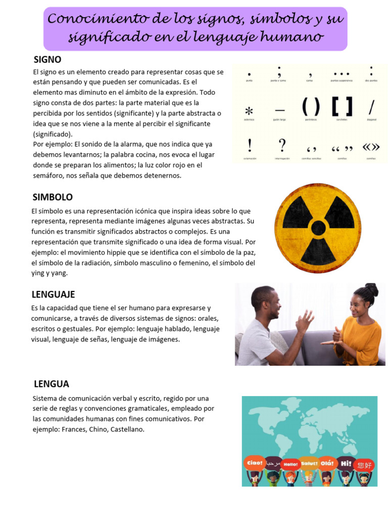 Signos y símbolos en el lenguaje humano | PDF | Comunicación | Los símbolos