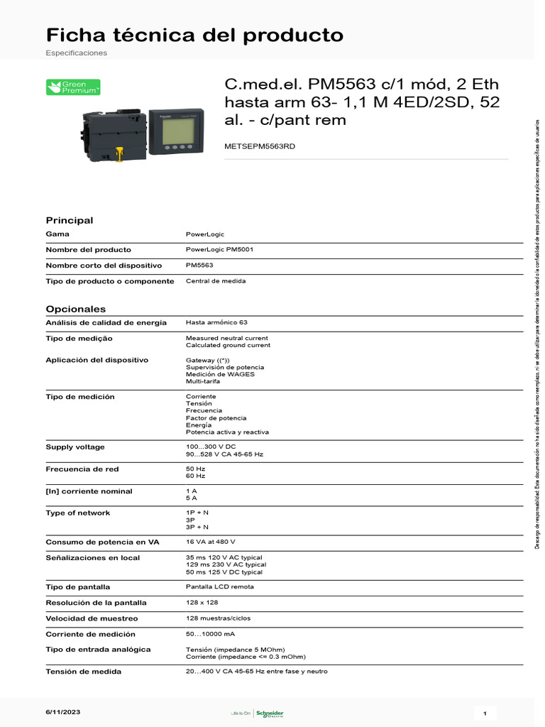 Serie Power Logic Pm5000 - Metsepm5563rd | PDF | Electrónica ...