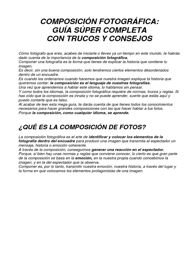Guía Completa de Composición Fotográfica | PDF | Composición (artes ...