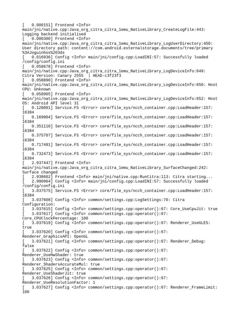 Citra Log | Download Free PDF | Operating System Families | Computer Engineering
