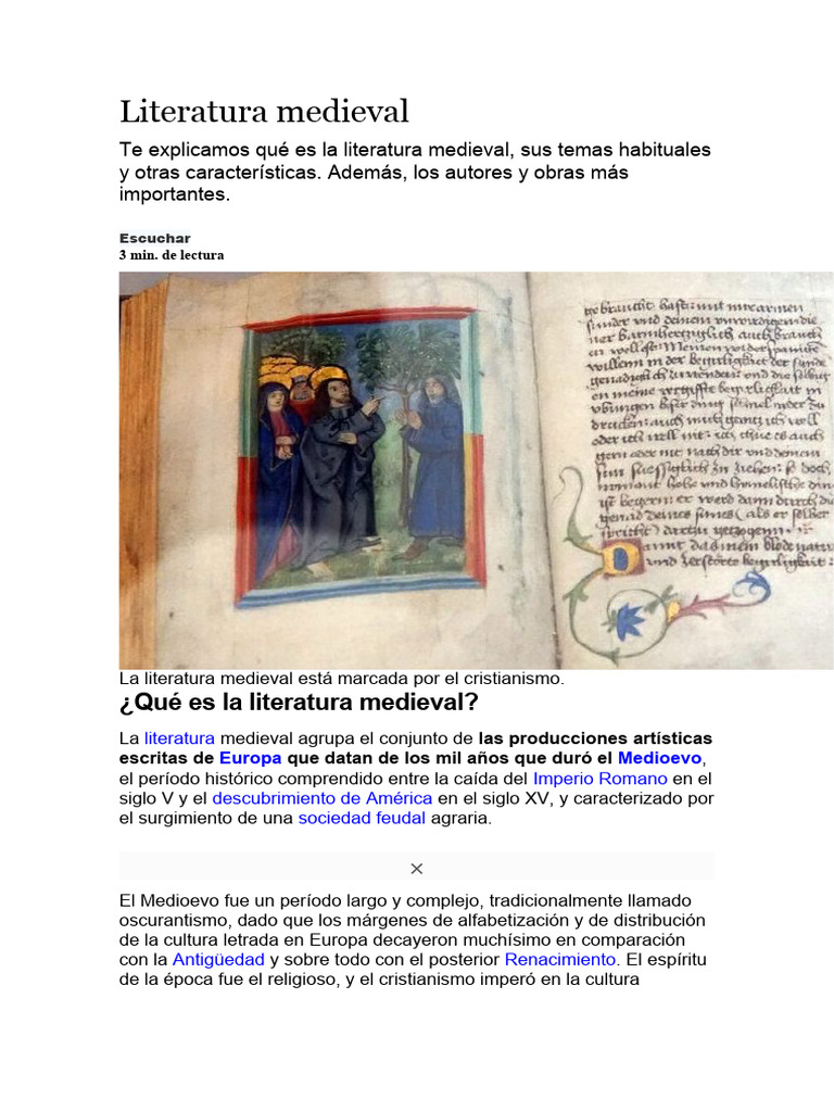 Literatura Medieval | PDF | Literatura medieval | Edades medias