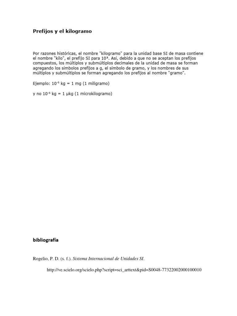 Prefijos y El Kilogramo | PDF