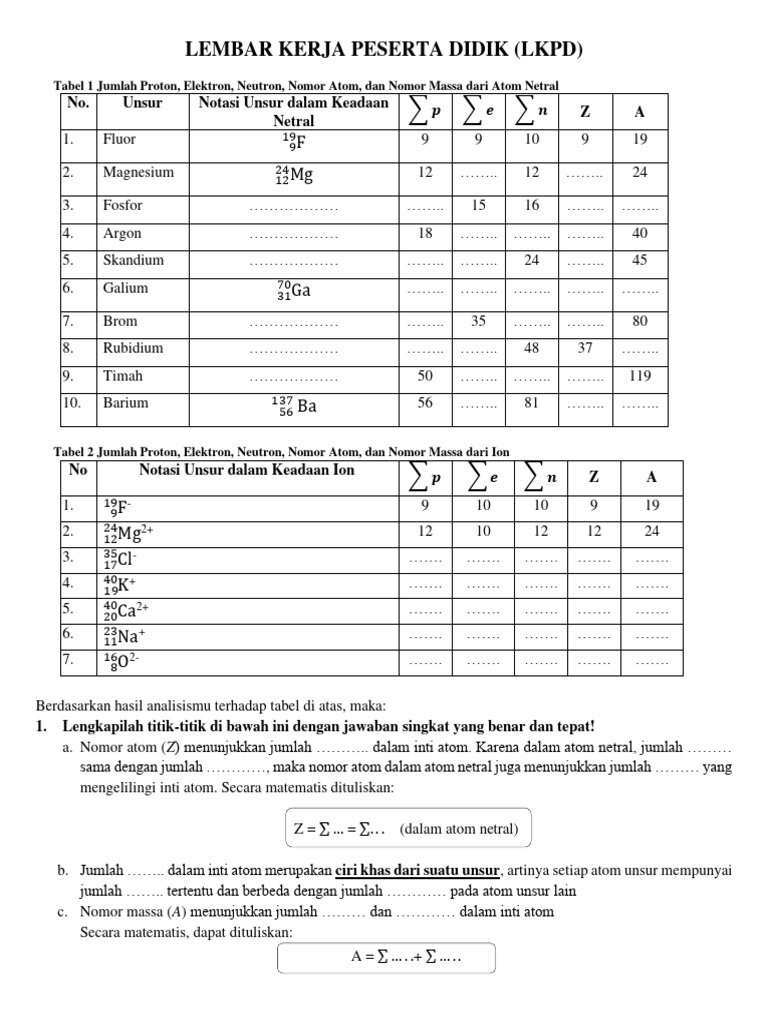 LKPD Struktur Atom | PDF