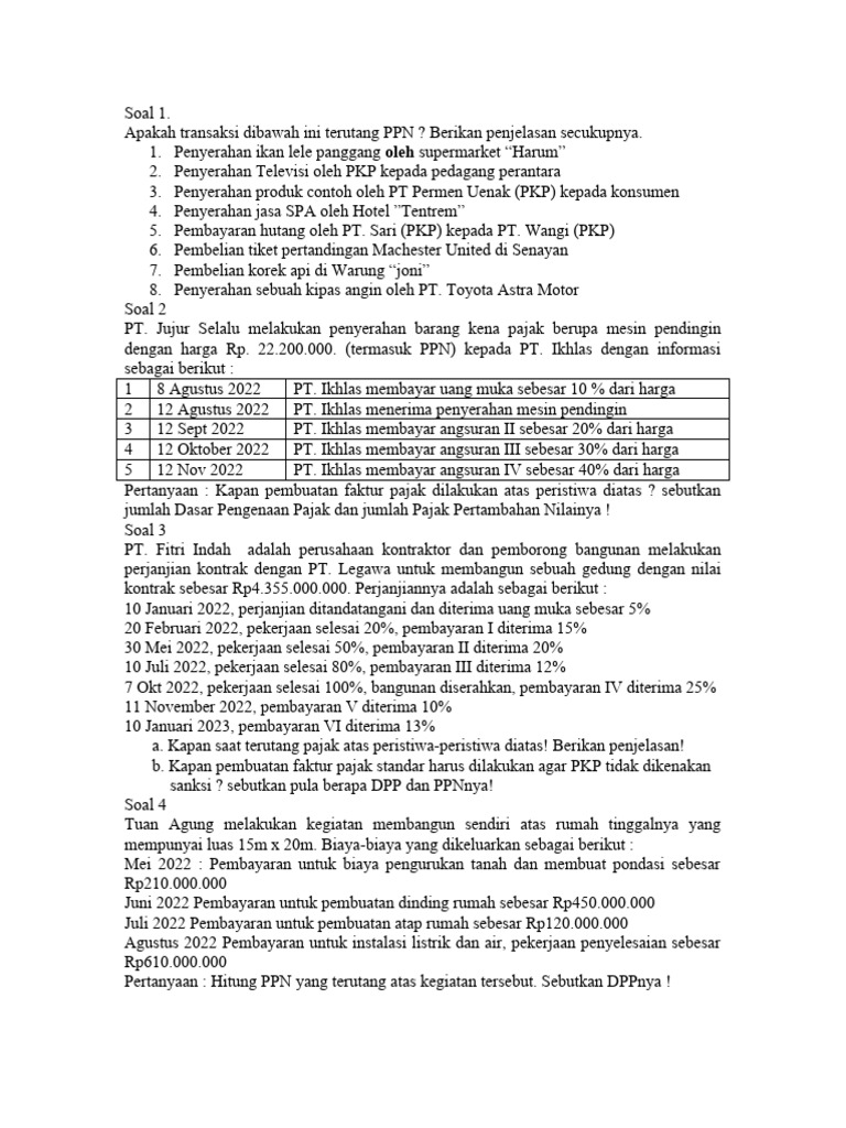 Latihan1 PPN A | PDF | Pengelolaan Keuangan & Uang