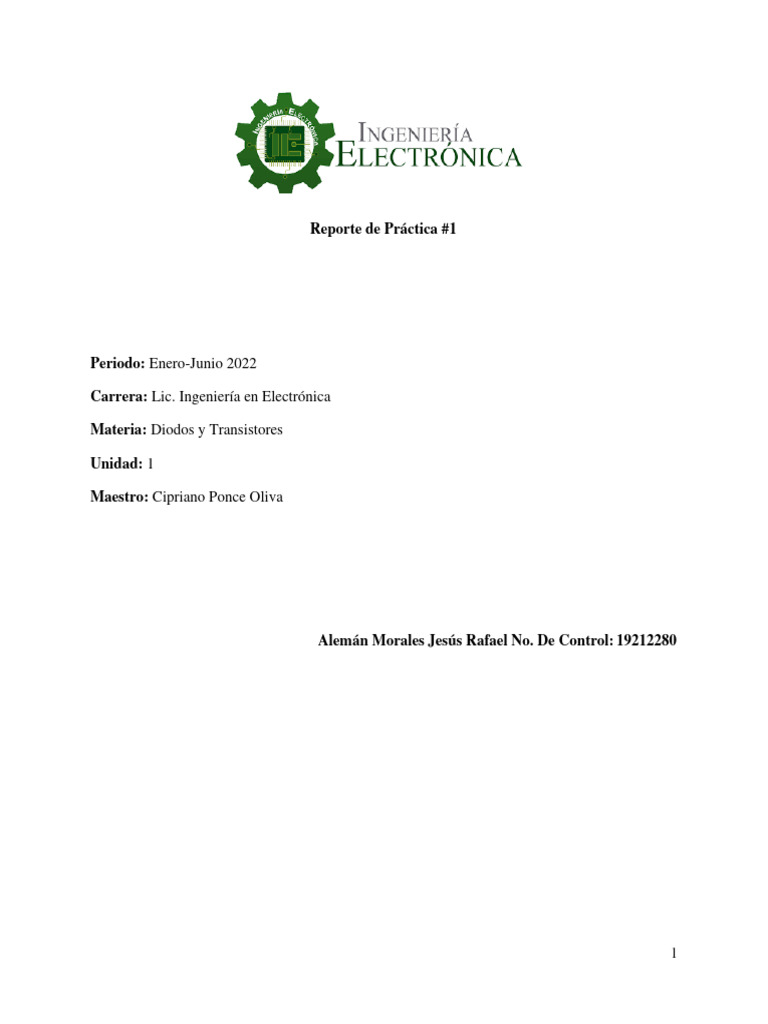 Reporte de Práctica1 | PDF | Corriente eléctrica | Resistencia Eléctrica y Conductancia