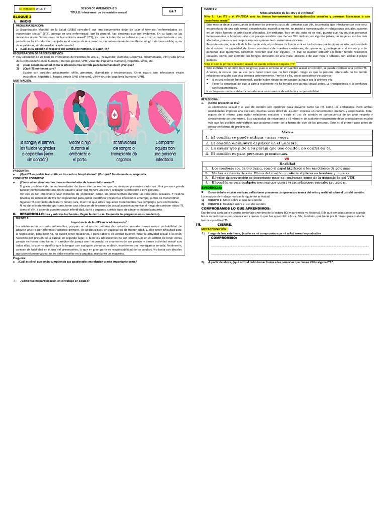 Díptico Bloque 2 Sesión 3 DPCC 4 UA 7 | PDF | Infección transmitida ...
