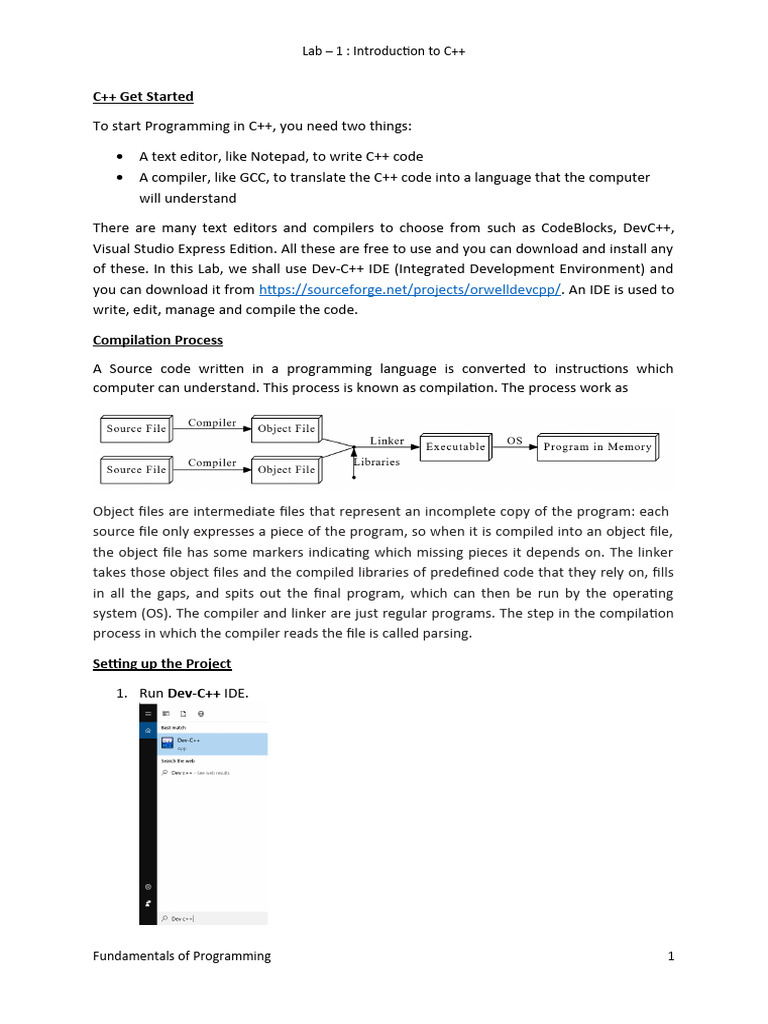 Lab - 1 FOP | PDF | Compiler | Integrated Development Environment