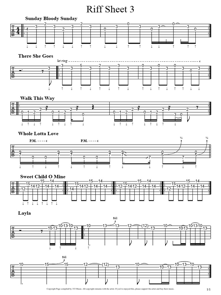 Guitar - Riff Sheet 3 | PDF | Musical Forms