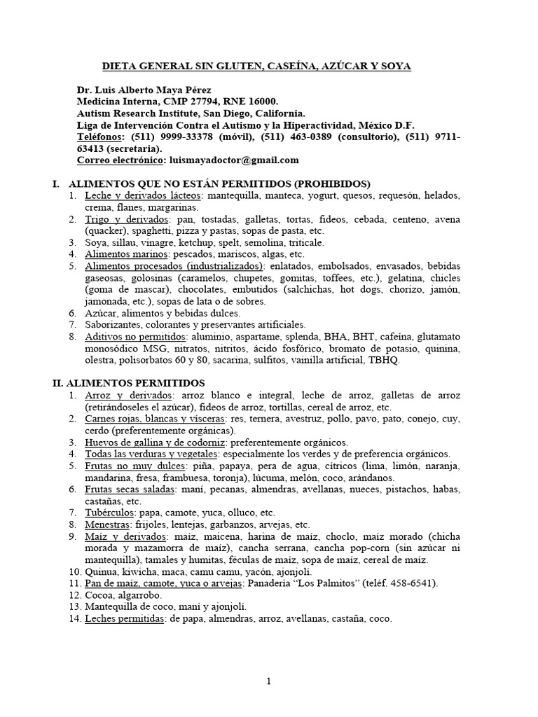 Dieta General Sin Gluten, Caseína, Azúcar y Soya. | PDF | Maíz | Alimentos