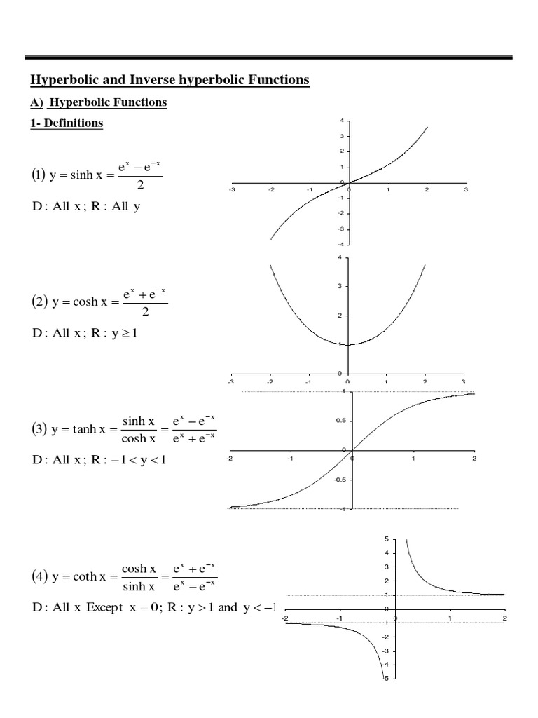 Hyperbolic Function Pdf Mathematical Physics Real Analysis