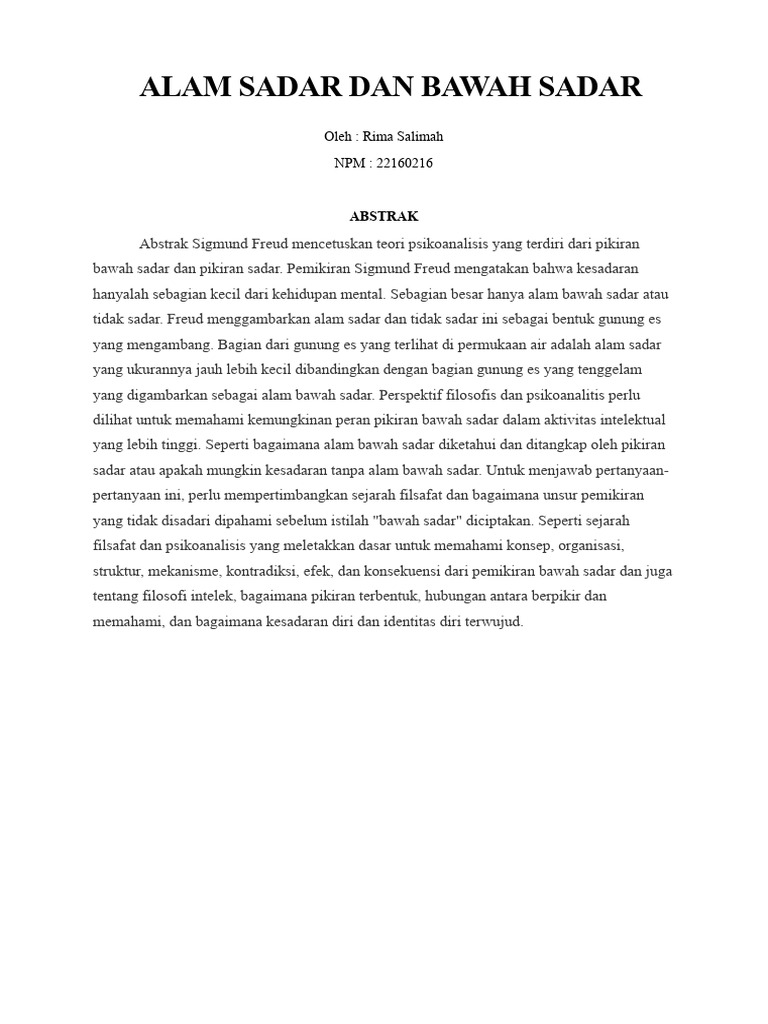 Alam Sadar Dan Bawah Sadar | PDF