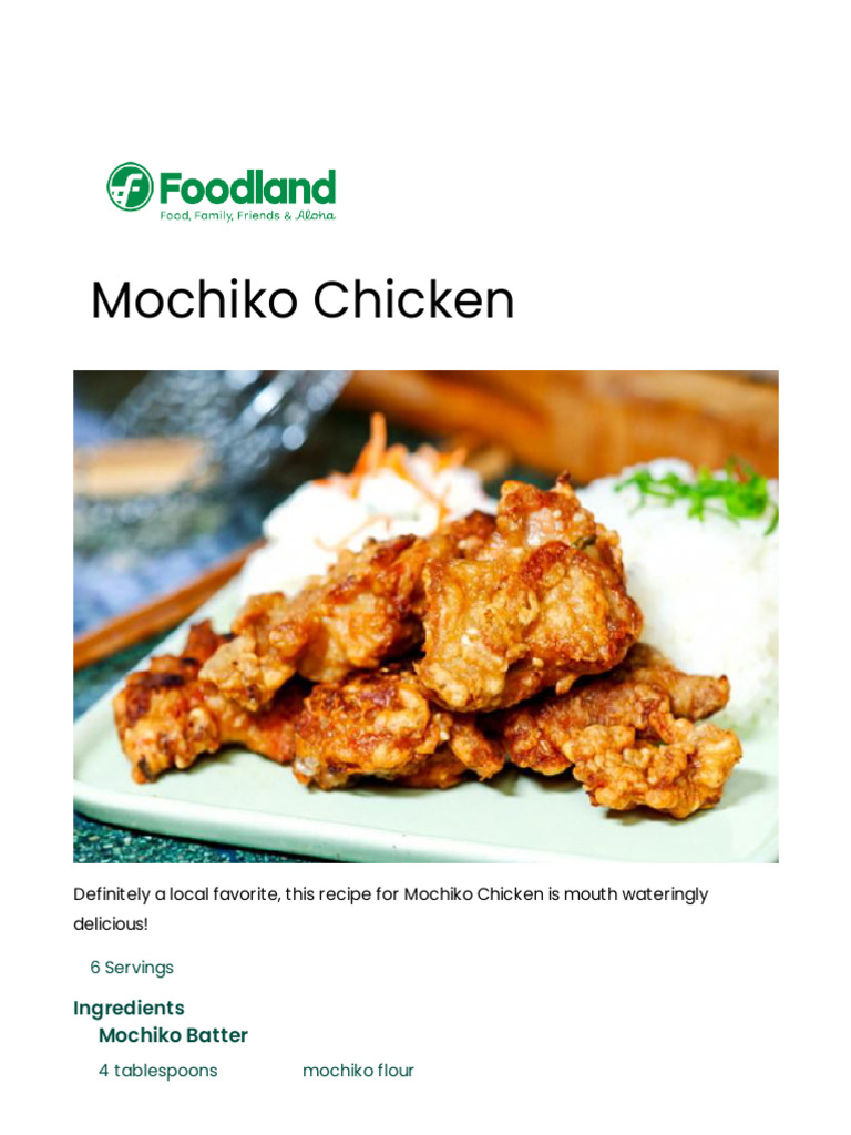 Mochiko Chicken - Foodland | PDF
