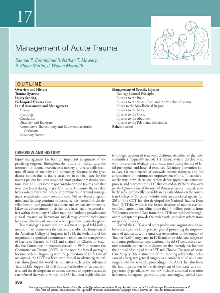 Management of Acute Trauma: Samuel P. Carmichael II, Nathan T. Mowery ...