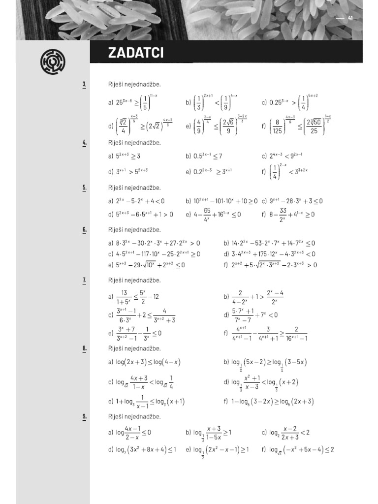 Eksponencijalne I Logaritamske Nejednadžbe | PDF