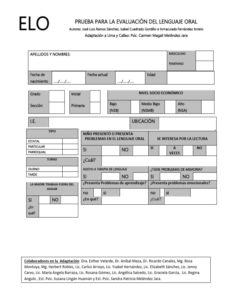 Protocolo Elo | PDF | Ciencia cognitiva | Lingüística