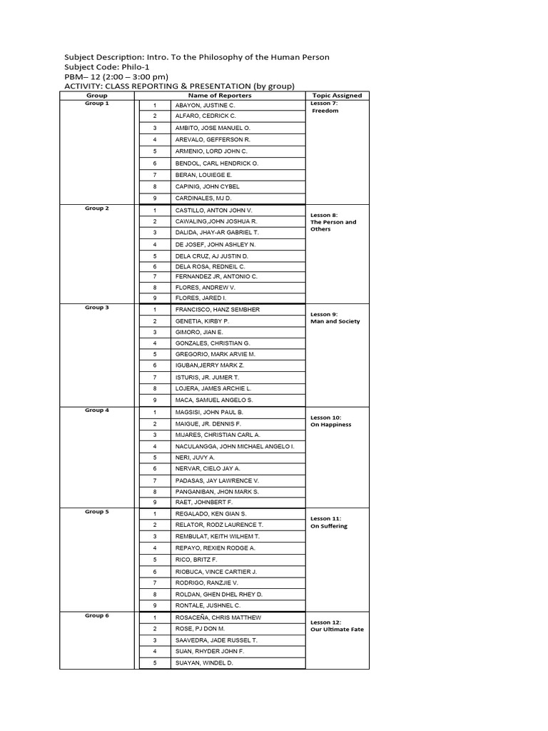 Reporting PBM 12 Philo. 1 | PDF