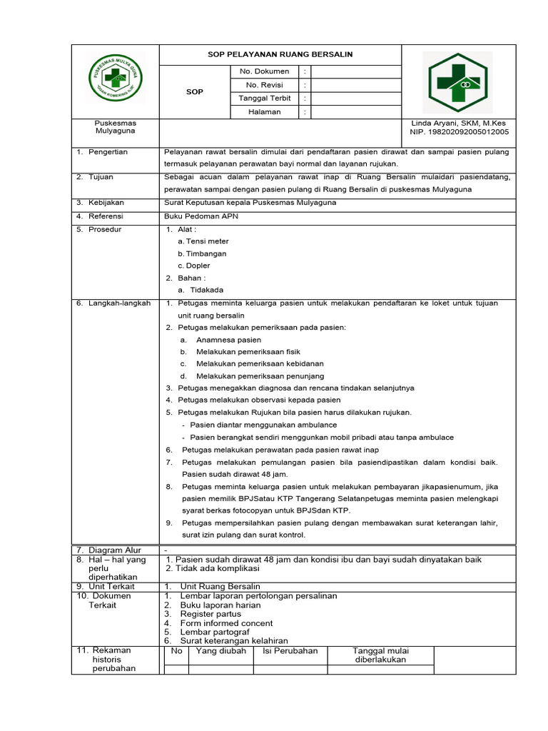 Sop Ruang Bersalin | PDF