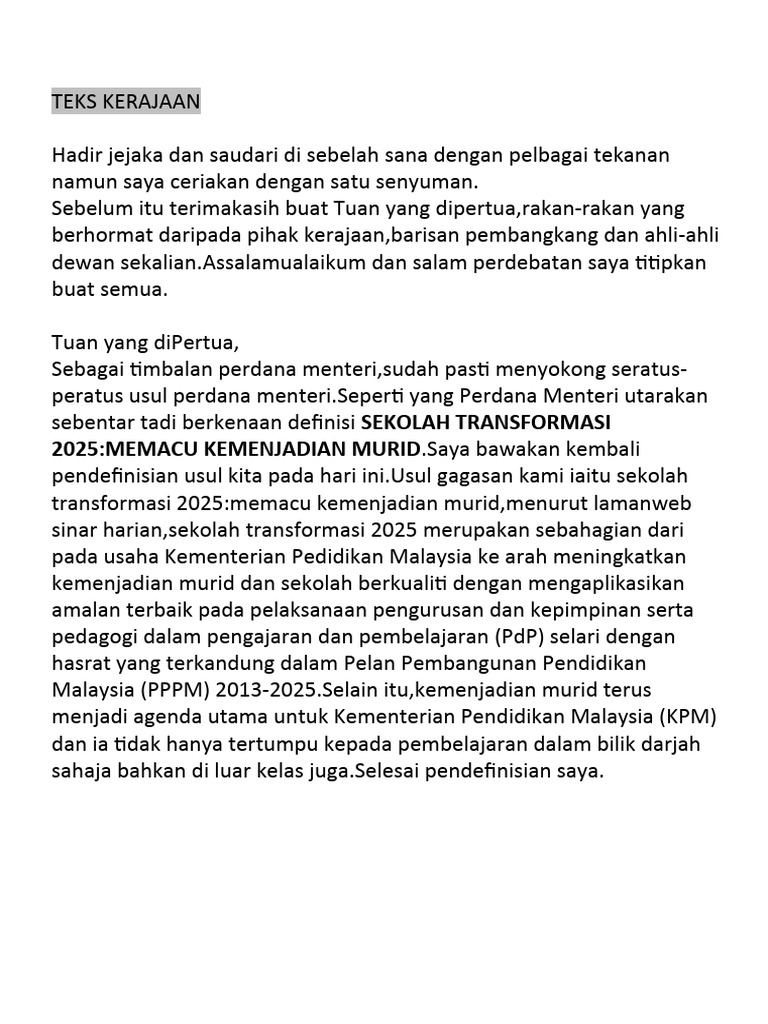 Teks Sekolah Transformasi | PDF