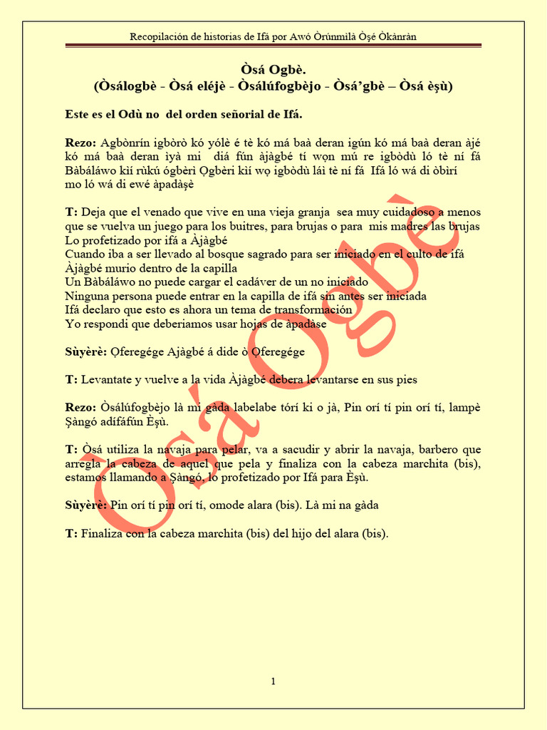 (B) (R) - Òsá Ogbè | PDF