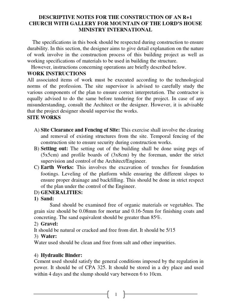 Technical specification | PDF | Concrete | Plumbing