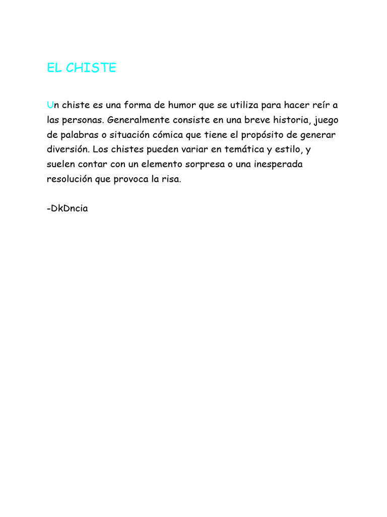 ¿Qué es un chiste? Definición y humor | PDF
