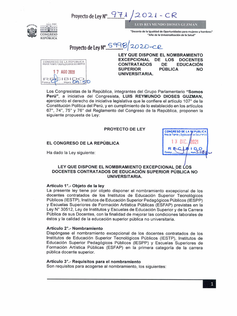 Proyecto De Ley Pdf Educación Más Alta Presupuesto 1912