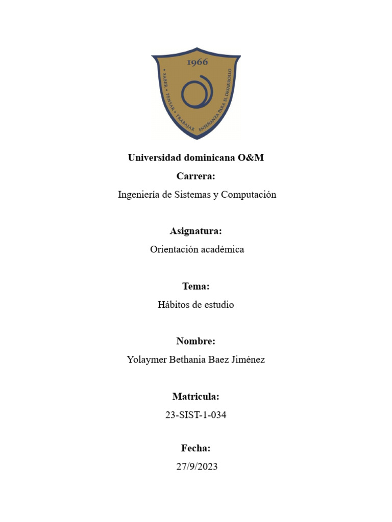 Habitos de Estudio - Orientacion Academica O&M | PDF | Habilidades de ...
