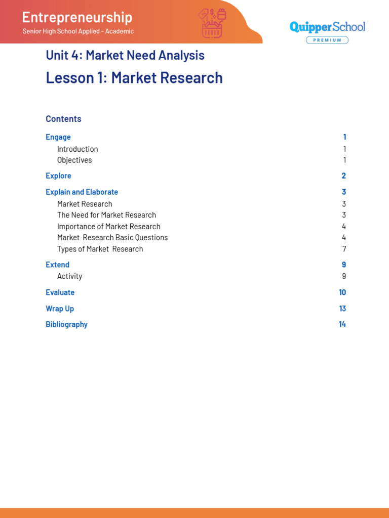 ENT SG Unit4 Lesson1 Final | PDF | Marketing Research | Marketing